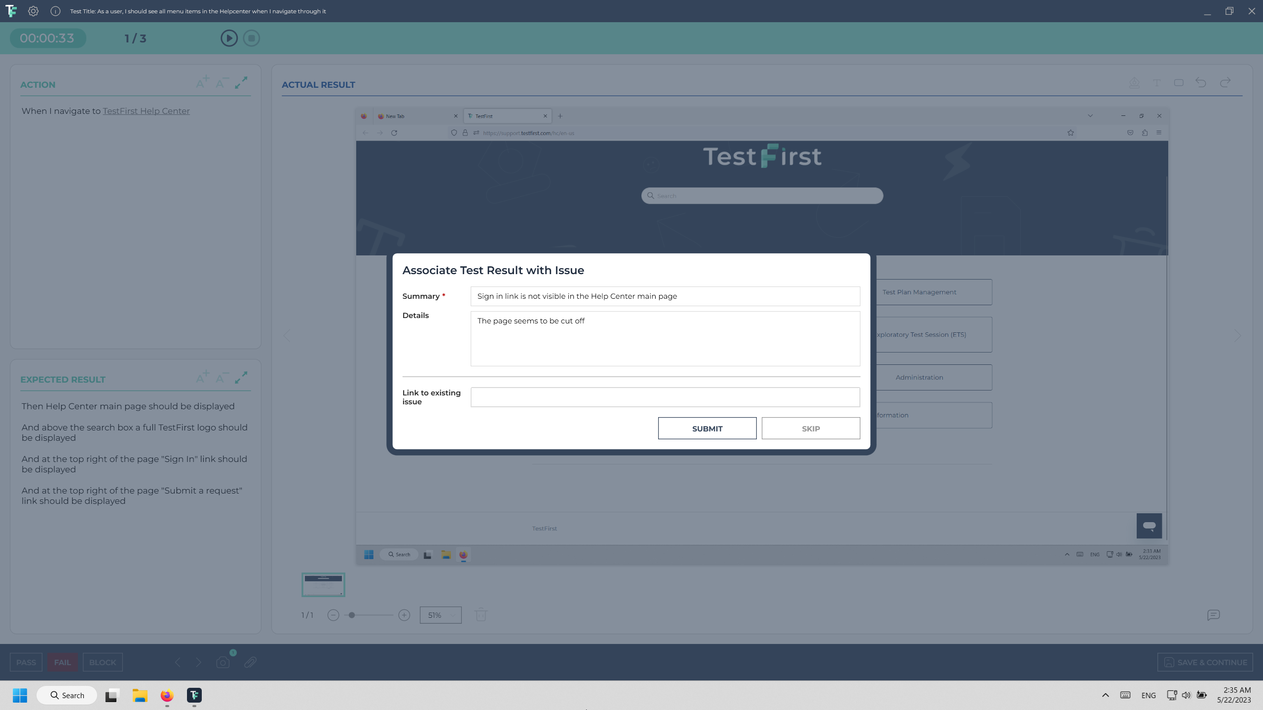 Create bugs with a single-click