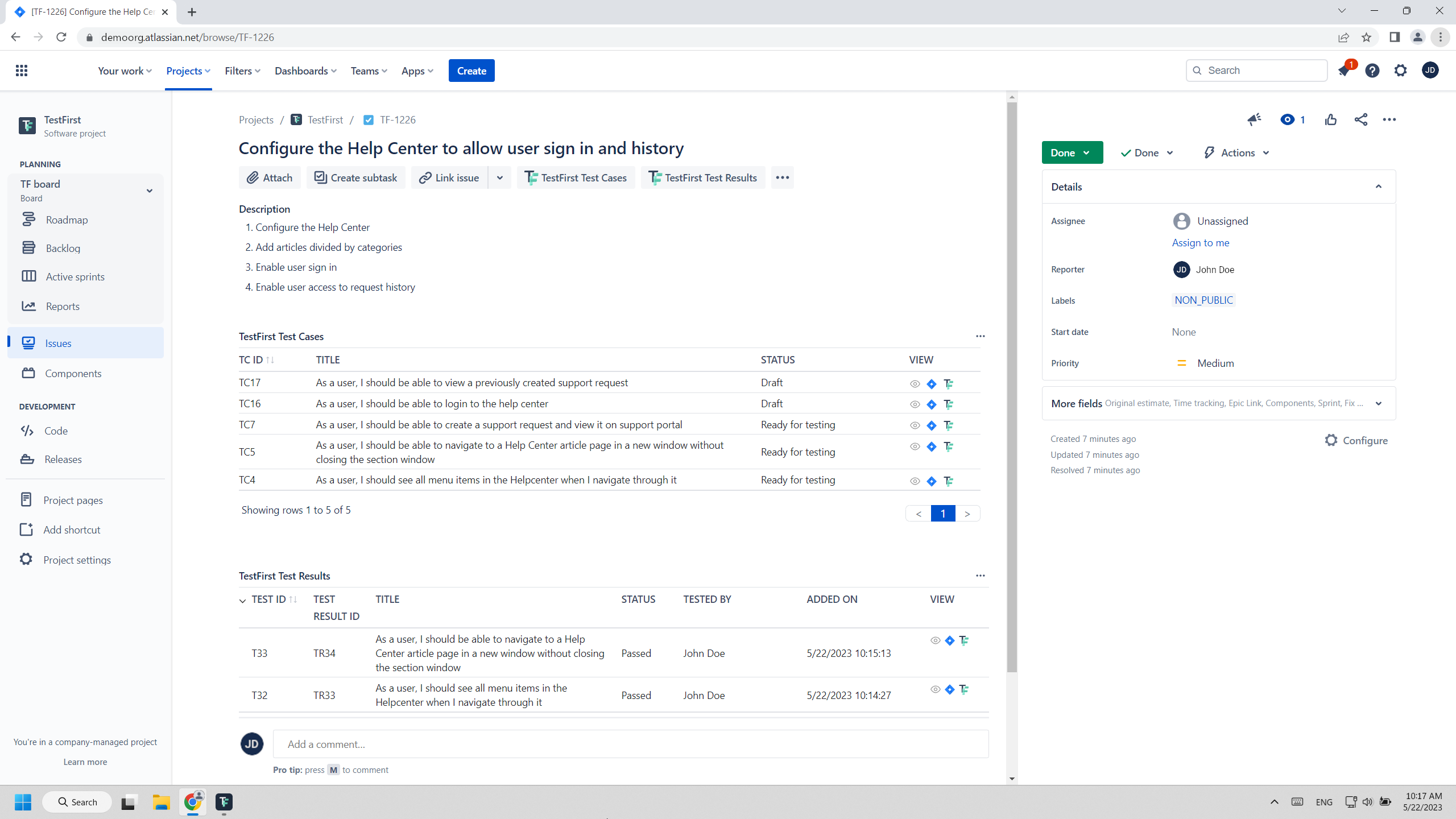 Integrate Jira with TestFirst
